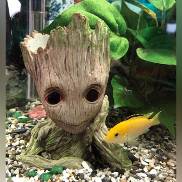 Art | Baby Groot Aquarium Decor Planter Bubbler Fish Tank Ornament ...